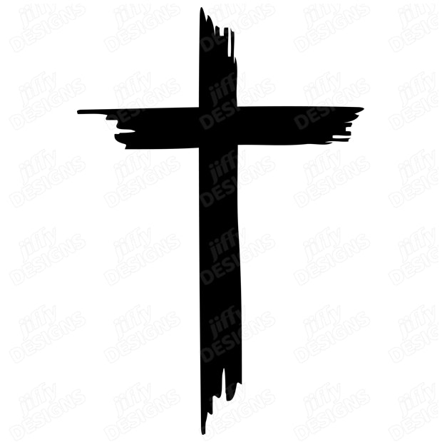 Brushstroke Cross Silhouette with Bold Vertical and Horizontal Strokes ...