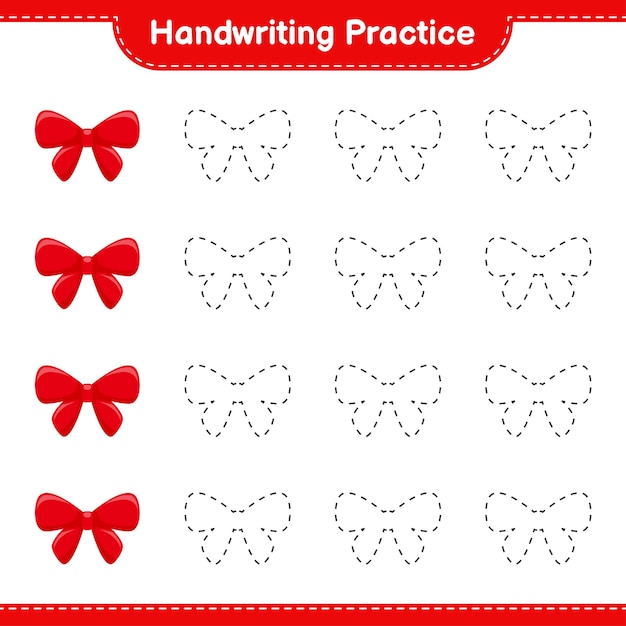 Festive Bow Handwriting Practice: Tracing Dotted Outlines | Jiffy Designs