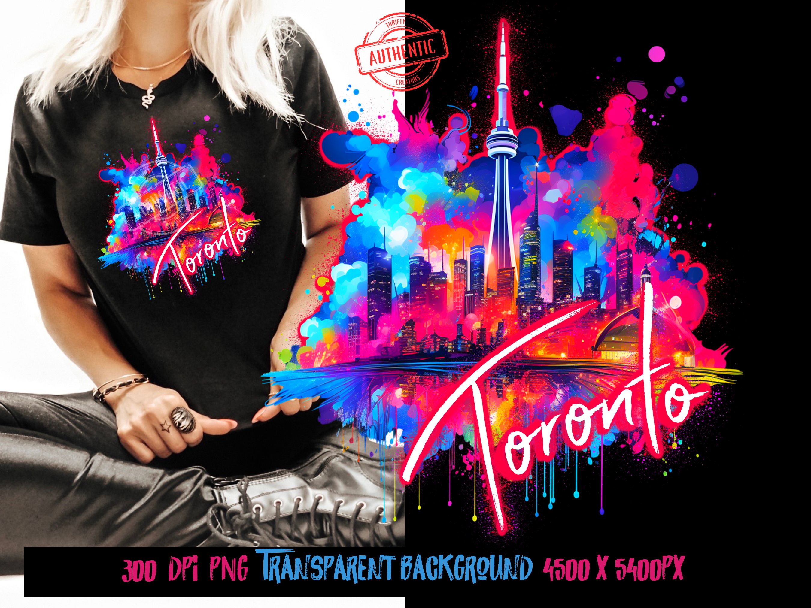 'Toronto' Vibrant Cityscape Explodes with Colorful Watercolor Splashes ...