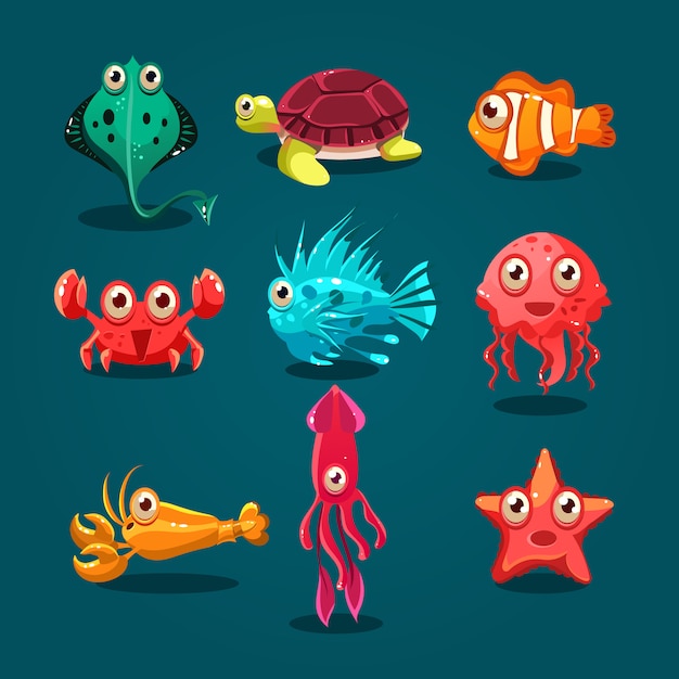 Vibrant and Whimsical Sea Creature Collection for Versatile Designs ...