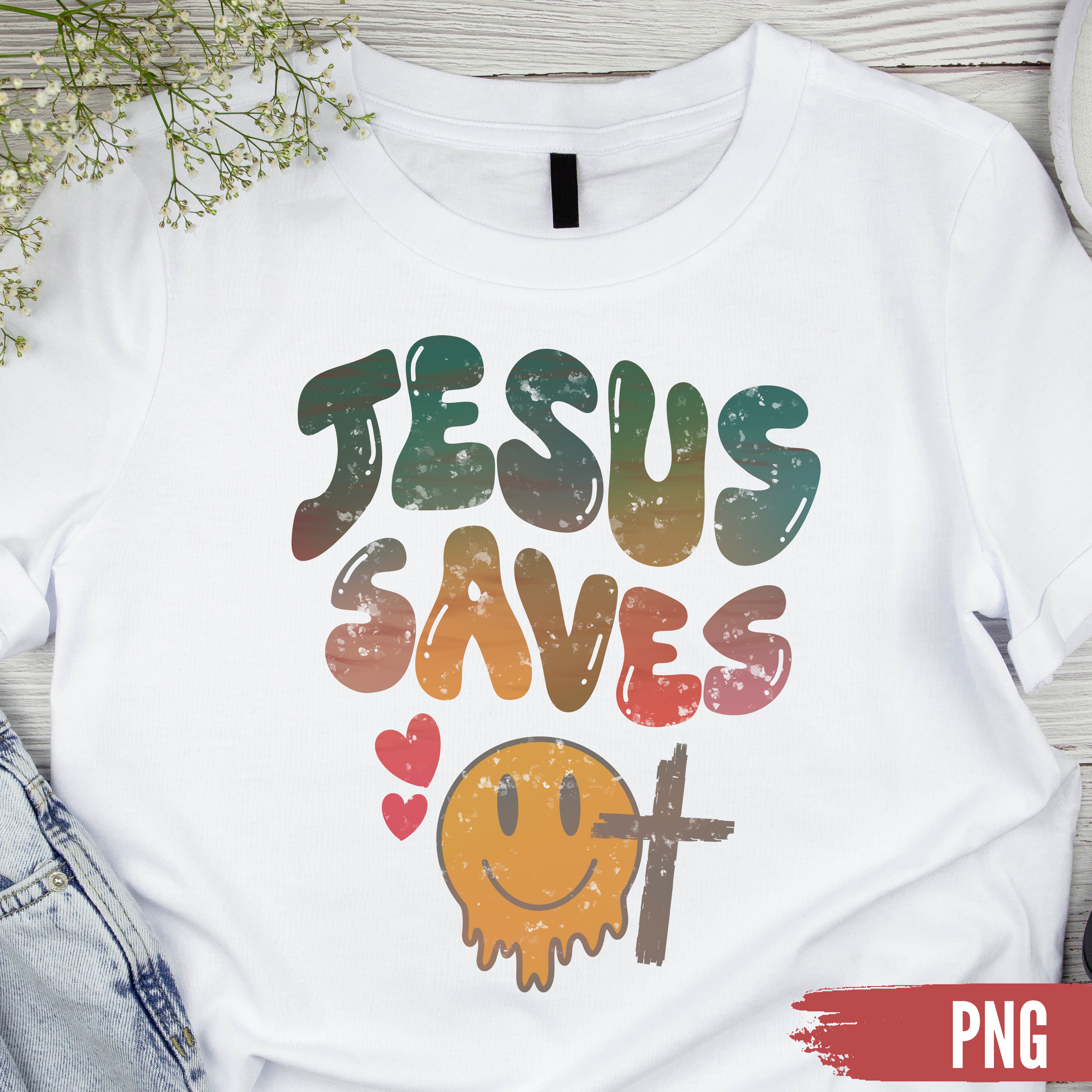 'Jesus Saves' Retro-Inspired Typography with Melting Smiley Face and ...