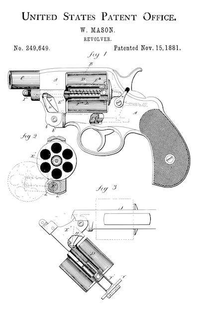 Vintage Revolver Blueprint: Detailed Engineering Schematics of 1881 ...