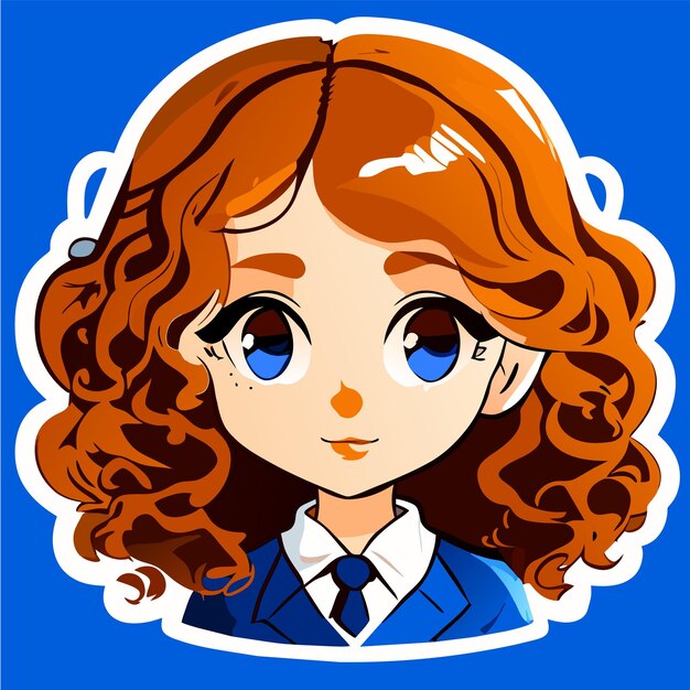 Charming Cartoon Girl with Curly Red Hair | Jiffy Designs