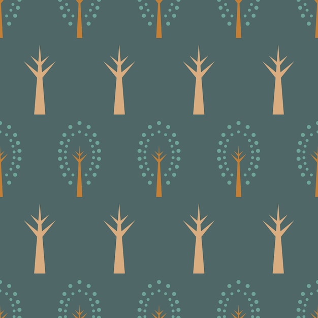 Stylized Trees Pattern with Branches and Foliage Motif | Jiffy Designs
