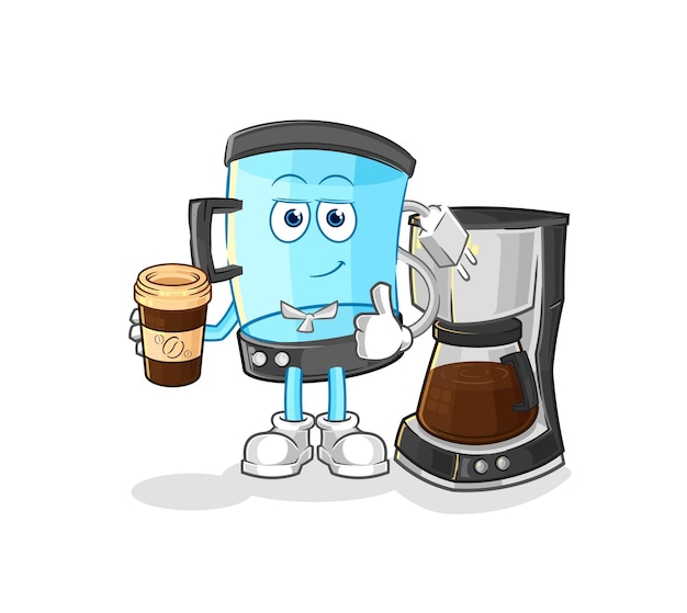 Cheerful Coffee Maker Character Holding a Cup of Fresh Brew | Jiffy Designs