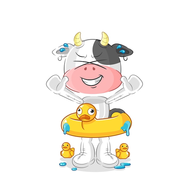 Cheerful Cow Enjoying a Buoyant Pool Party with Rubber Duckies | Jiffy ...