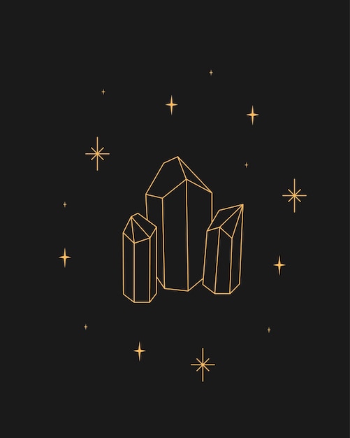 Celestial Quartz Crystals Shimmering Against the Starry Night Sky ...