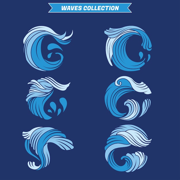 Captivating Waves: A Diverse Collection of Stylized Aquatic Symbols ...