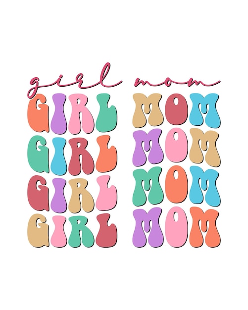 Vibrant and Playful Girl Mom Lettering Design | Jiffy Designs
