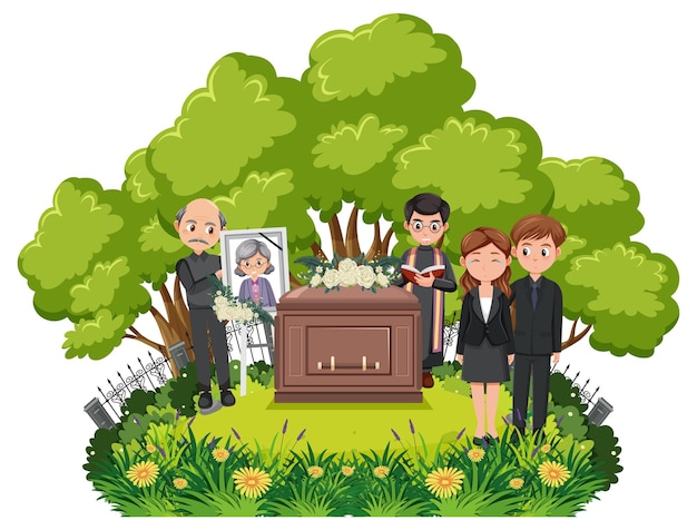 Somber Funeral Procession in Lush Woodland Setting | Jiffy Designs