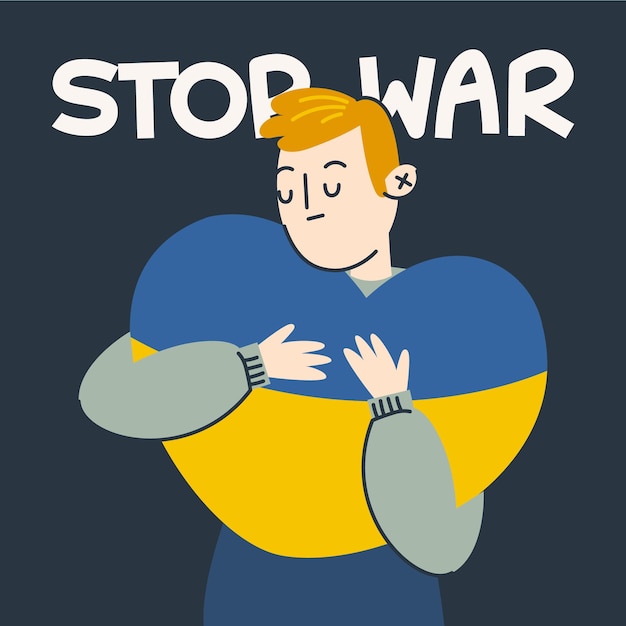Animated Figure Pleading for Peace Against War Background | Jiffy Designs