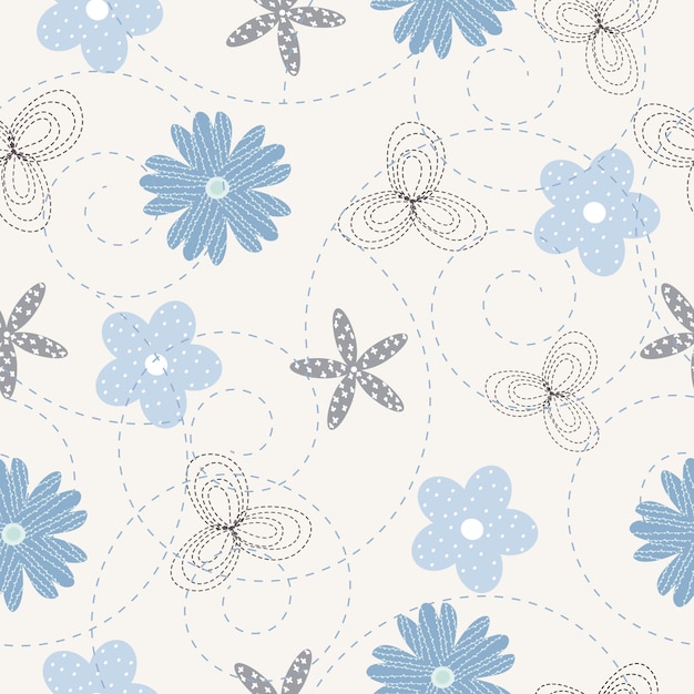 Delicate Blue Floral Pattern on Subtle Off-White Background | Jiffy Designs