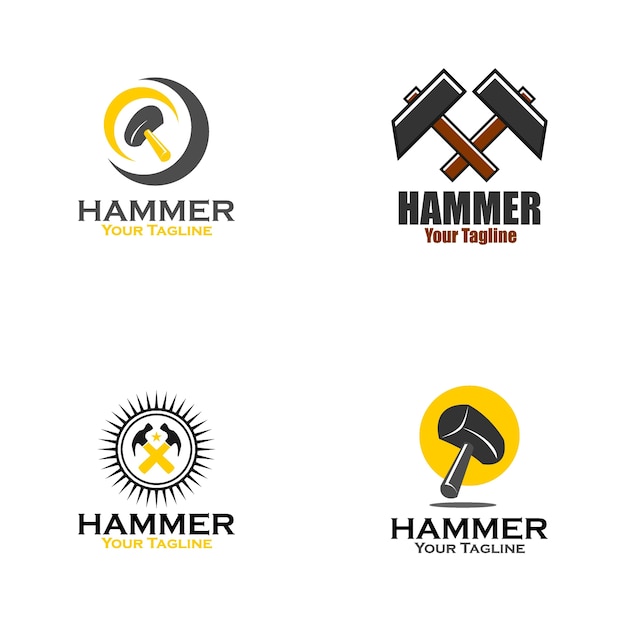 Hammer Logos and Icons Collection with Various Design Concepts | Jiffy ...