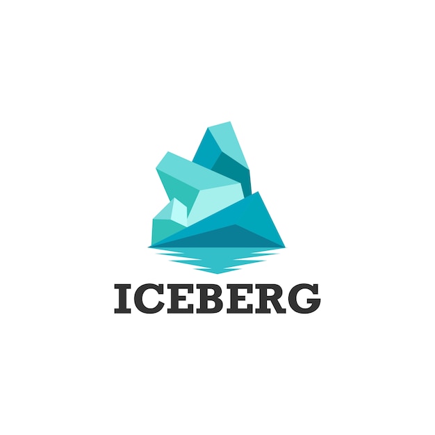 Stylized Iceberg Illustration with Geometric Shapes and Text Branding ...