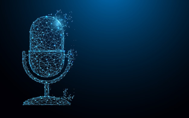 Futuristic Microphone Illustration with Glowing Polygonal Design ...