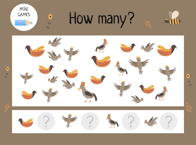 Engaging Counting Game Featuring Charming Bird Illustrations | Jiffy ...
