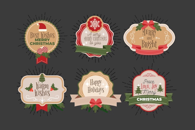 Vintage Christmas Emblem Collection with Festive Designs and ...