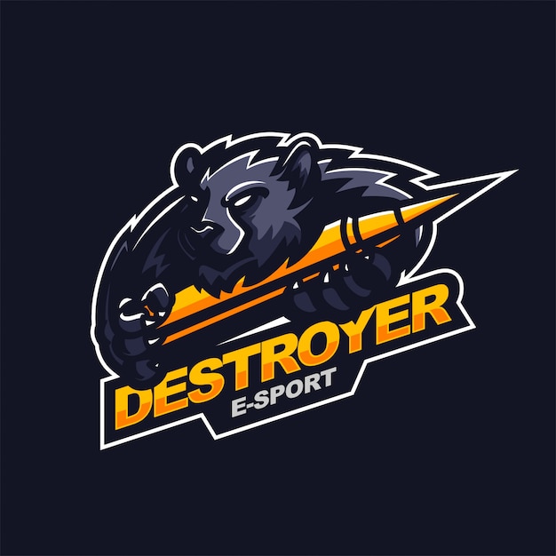 Powerful Destroyer E-Sport Gaming Logo with Fierce Rhinoceros Mascot ...