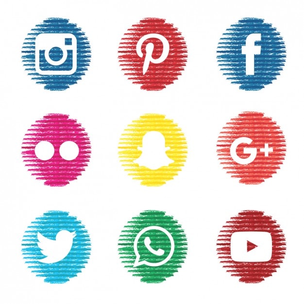 Vibrant Social Media Icons Collection with Unique Pixel Patterns ...