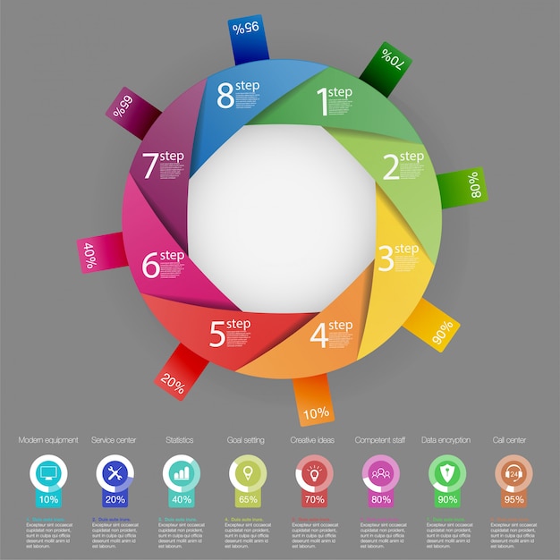 Vibrant Circular Infographic with Numbered Sections and Icons | Jiffy ...