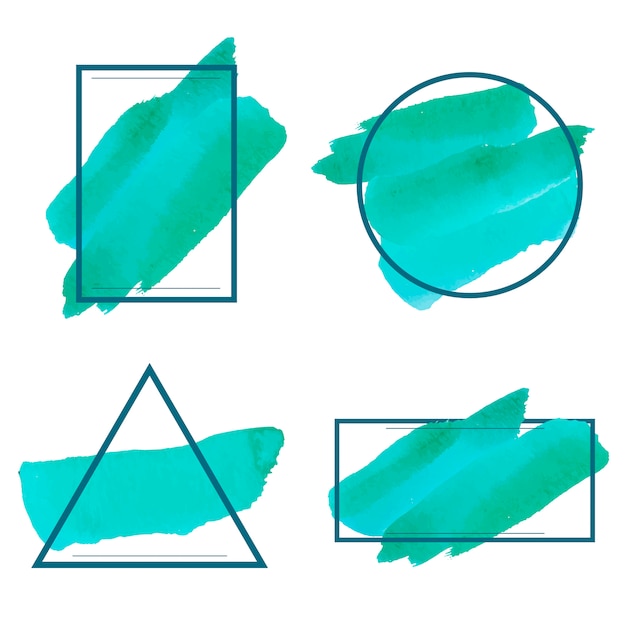 Vibrant Geometric Shapes with Teal Brush Stroke Elements Collection ...