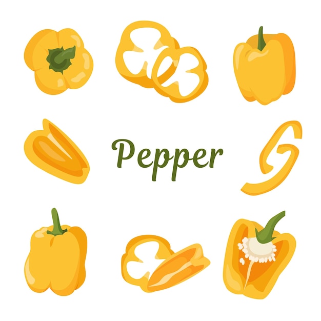 Vibrant Yellow Peppers in Sliced and Whole Forms | Jiffy Designs