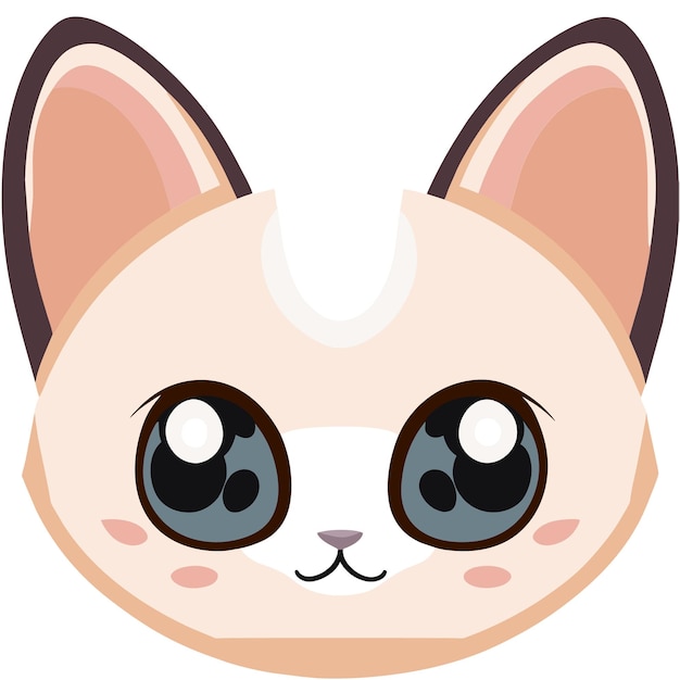 Adorable Cartoon Cat Face with Big Blue Eyes | Jiffy Designs