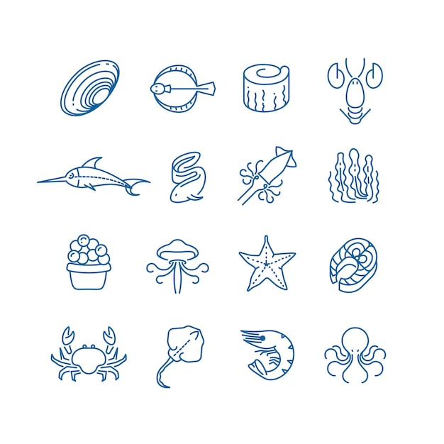 Vibrant Marine Life Icons: A Diverse Aquatic Collection | Jiffy Designs