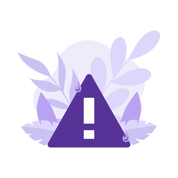 Vibrant Purple Leaves Surround Exclamation Mark Symbol | Jiffy Designs