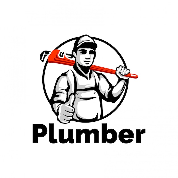 Vintage-Style Plumber Illustration with Wrench and Plunger | Jiffy Designs