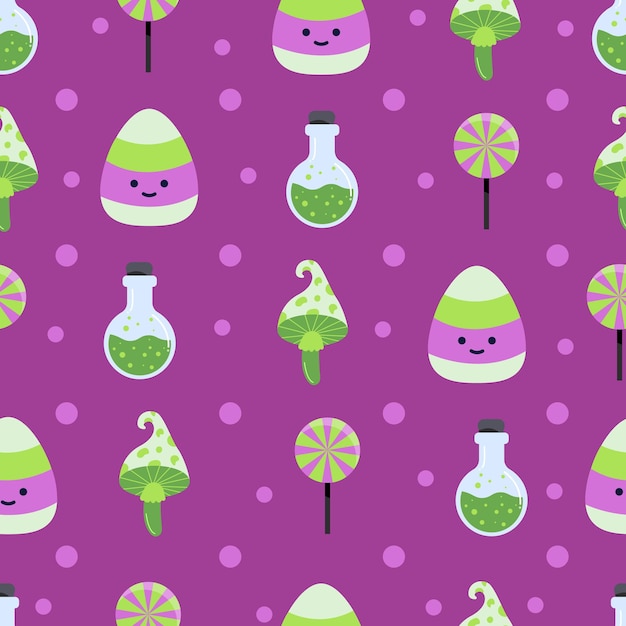 Whimsical Potion Ingredients on Polka Dot Background | Jiffy Designs