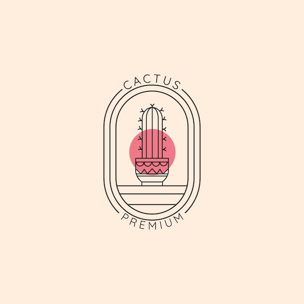 Vibrant Cactus Emblem in Minimalist Frame | Jiffy Designs