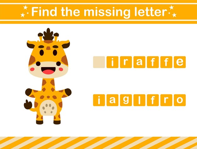 Adorable Giraffe Seeks Missing Letter in Fun Educational Game | Jiffy ...