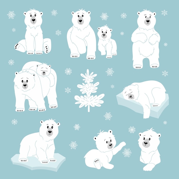 Charming Collection of Playful Polar Bear Illustrations | Jiffy Designs
