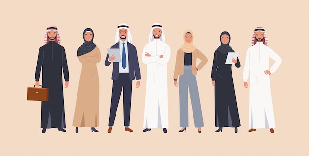 Diverse Group of Arab Professionals in Traditional Attire | Jiffy Designs