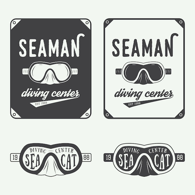 Vintage-Inspired Diving Center Logos with Mask Silhouette | Jiffy Designs