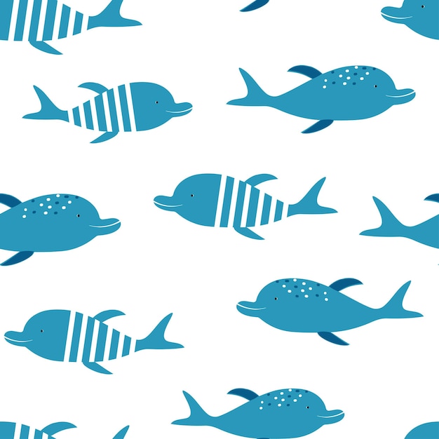 Vibrant Aquatic Silhouettes: Whimsical Fish Pattern | Jiffy Designs