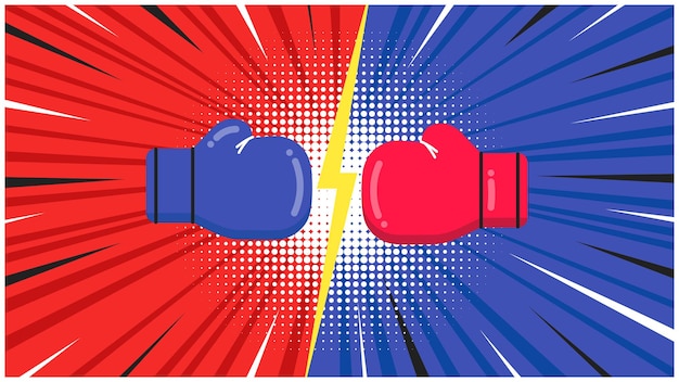 Vibrant Clash of Boxing Gloves on Pop Art Background | Jiffy Designs