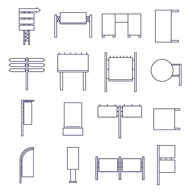 Diverse Signage Icons: Directional, Informational, and Decorative ...