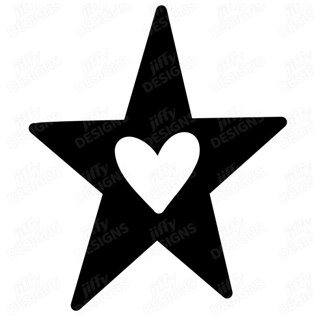 Star with Heart Cutout in Bold Black and White Minimalist Design ...