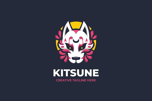 Vibrant Kitsune Icon: Elegant Japanese Spirit Emblem | Jiffy Designs
