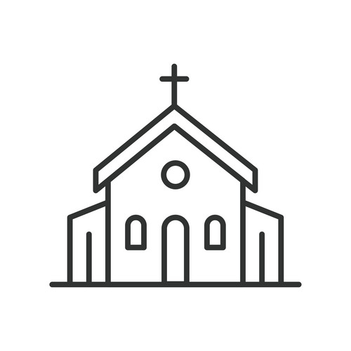 Church Icon Line Design. Religious, Catholic, Christianity, Cathedral ...