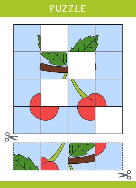 Vibrant Cherry Puzzle: A Playful Graphic Illustration | Jiffy Designs