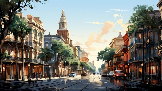 Vibrant Historic Street Scene with Iconic Architecture | Jiffy Designs