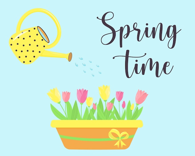 Vibrant Spring Flowers and Watering Can Illustration | Jiffy Designs