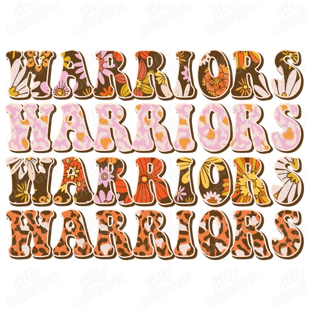 'Warriors' Retro-Inspired Lettering with Vibrant Patterns and Textures ...