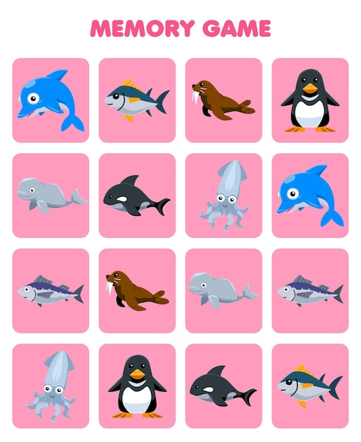 Charming Marine Animal Memory Game Collection | Jiffy Designs