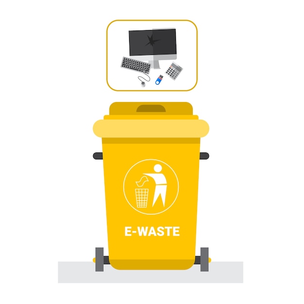 E-Waste Bin with Computer Parts Illustration | Jiffy Designs