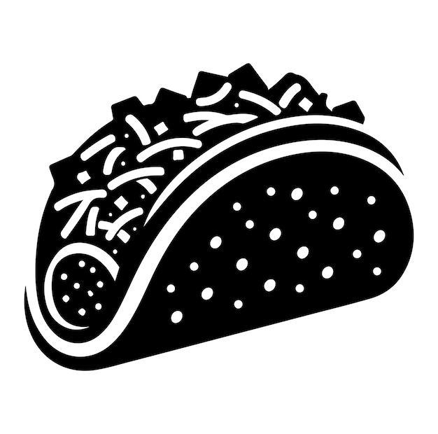 Whimsical Black and White Taco Silhouette with Dotted Pattern | Jiffy ...