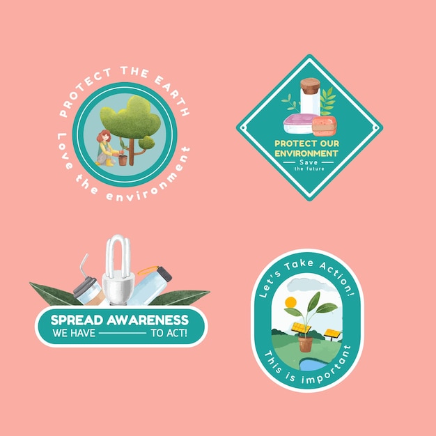 Vibrant Environmental Awareness Sticker Collection | Jiffy Designs